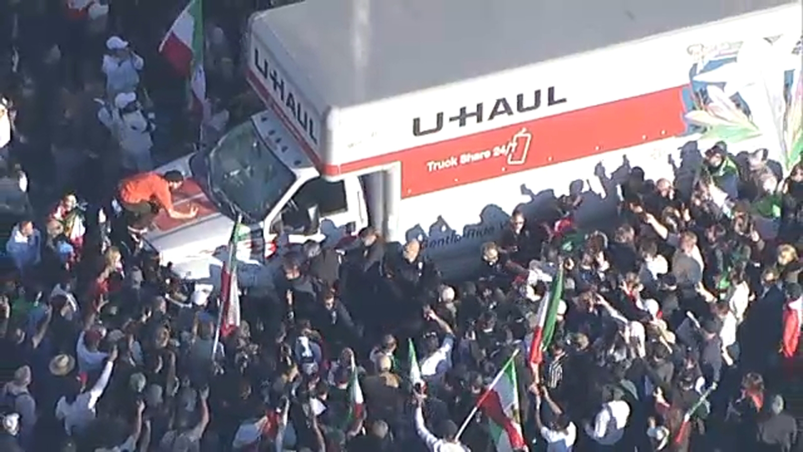 Police say a U-Haul drove into a crowd at an anti-Iranian regime rally ...